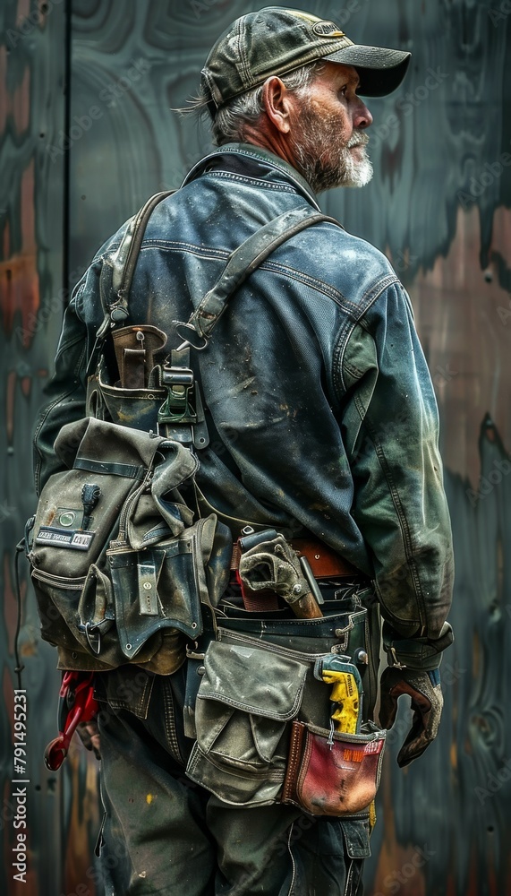 Prepared Action: Repair Worker with Essential Toolkit Stock Photo ...