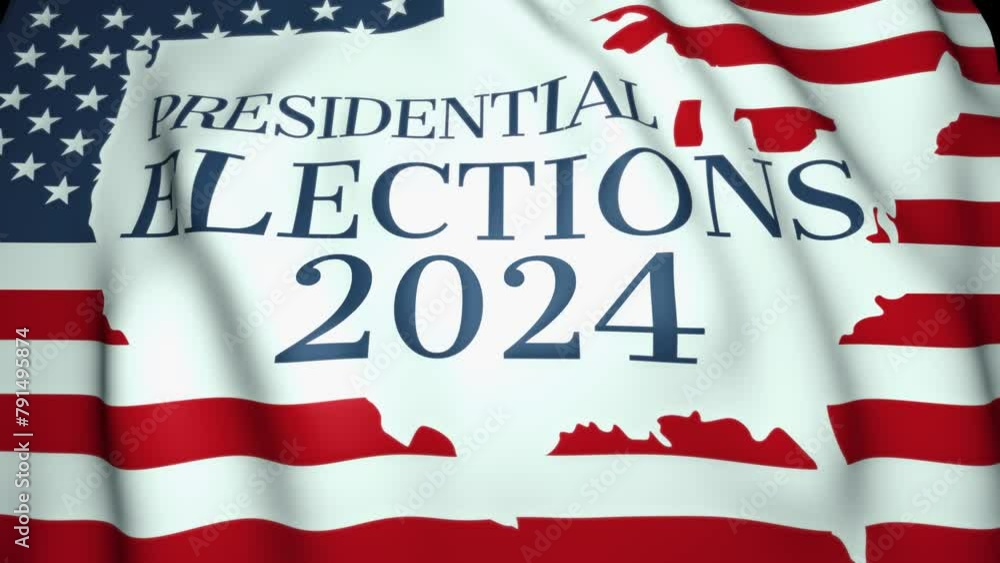 Waving USA flag. US Presidential elections 2024 concept. USA border on ...