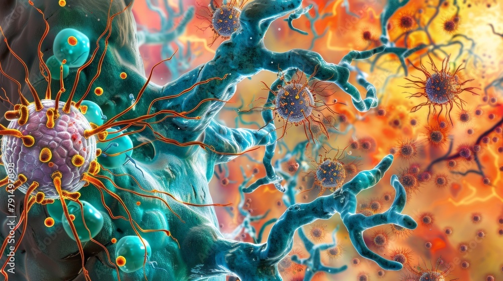 An illustration of the bodys cells with a description of how ...