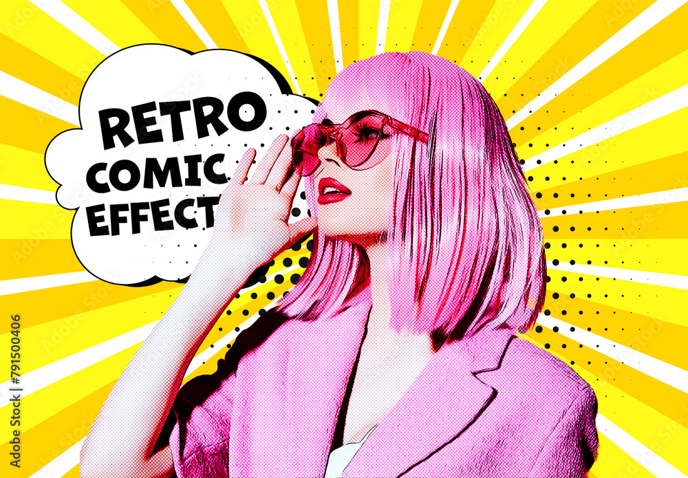 Retro Comic Photo Effect Stock Template | Adobe Stock