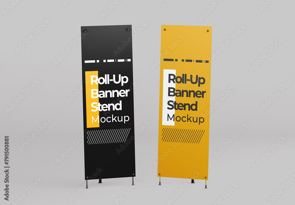 Two Tall Vertical Roll-Up Banners Mockup Stock Template | Adobe Stock