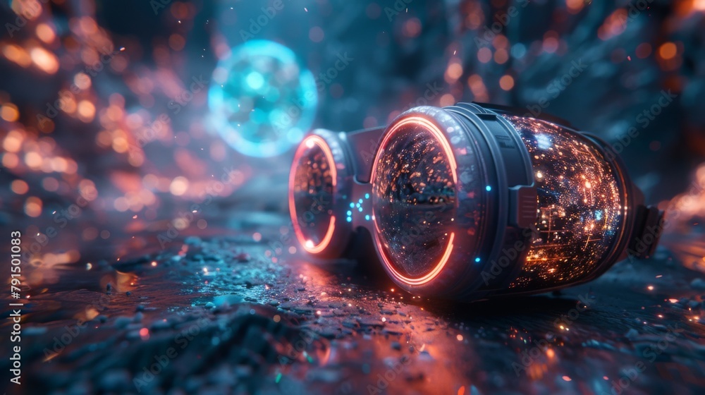 Design a dynamic composition showcasing VR goggles, with AI animations ...