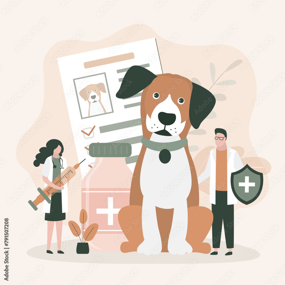 Vet doctors team treating sick dog. Veterinary clinic, hospital ...