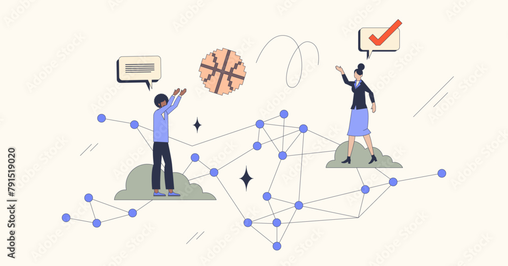 Virtual team building activity for bonding neubrutalism tiny person ...