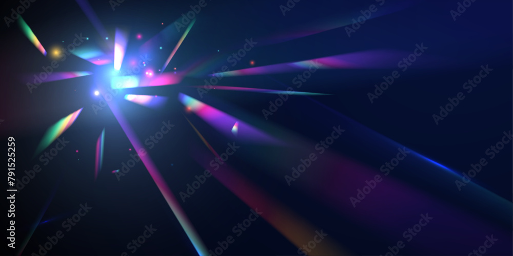 Rainbow colorful light prism effect, transparent background. Aurora ...