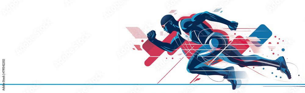 Bright illustration of running Olympic athlete on white background ...