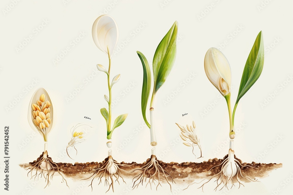 a diagram illustrating the anatomy of a germinating seed, focusing on ...