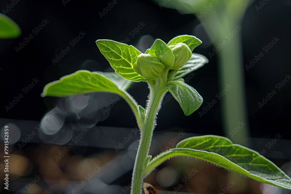 A detailed shot of budding, where a bud from one plant is inserted into ...