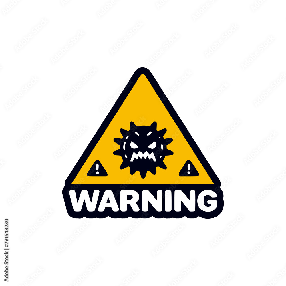 yellow warning virus caution hazard sticker tshirt vector illustration ...