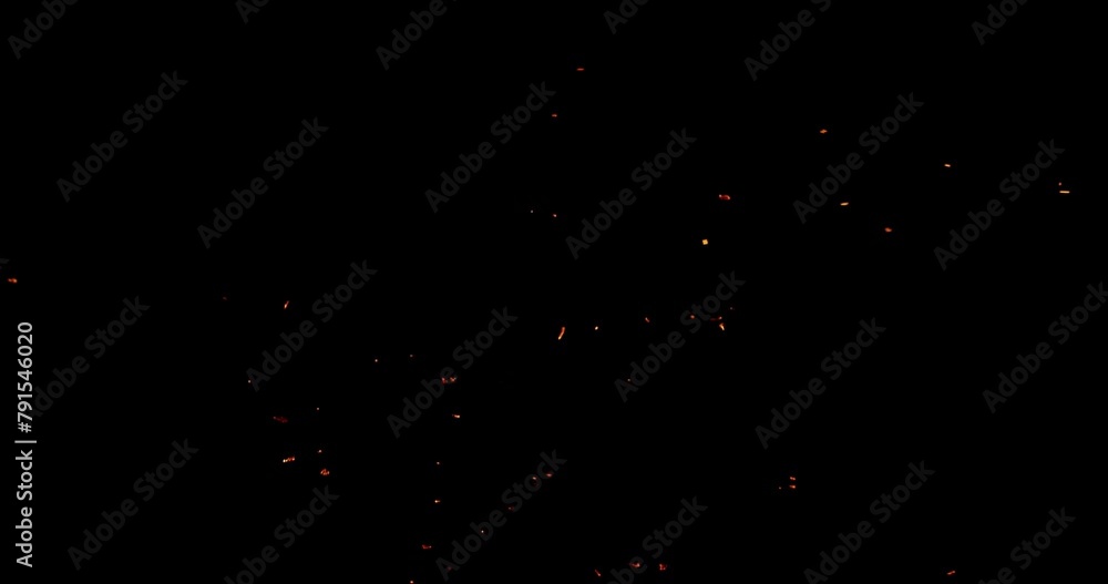 4k fire embers and fire sparks over black background, fire flames and ...