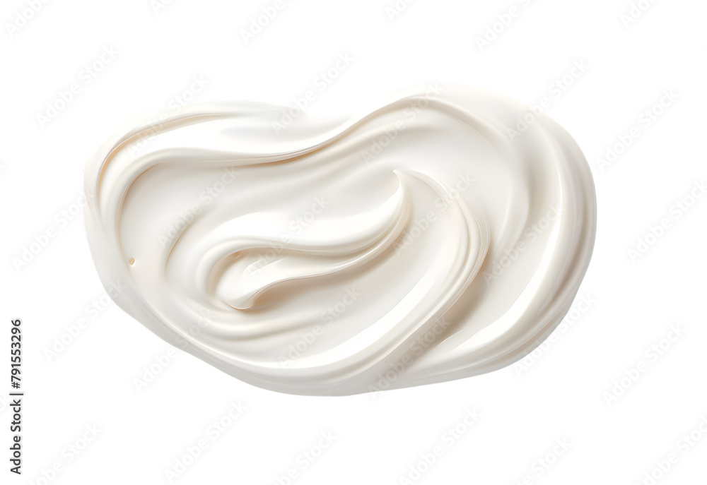 White cream smear mockup top view isolated on transparent background ...