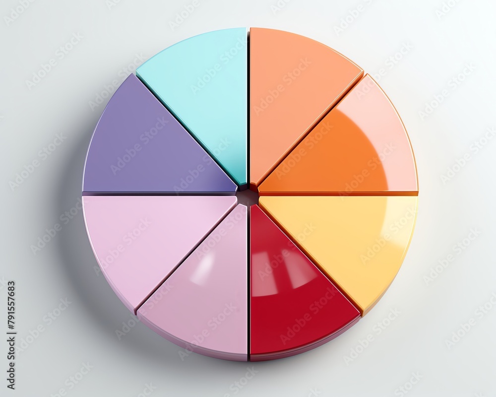 Clean and simple pie chart with pastel colors, showing market segments ...
