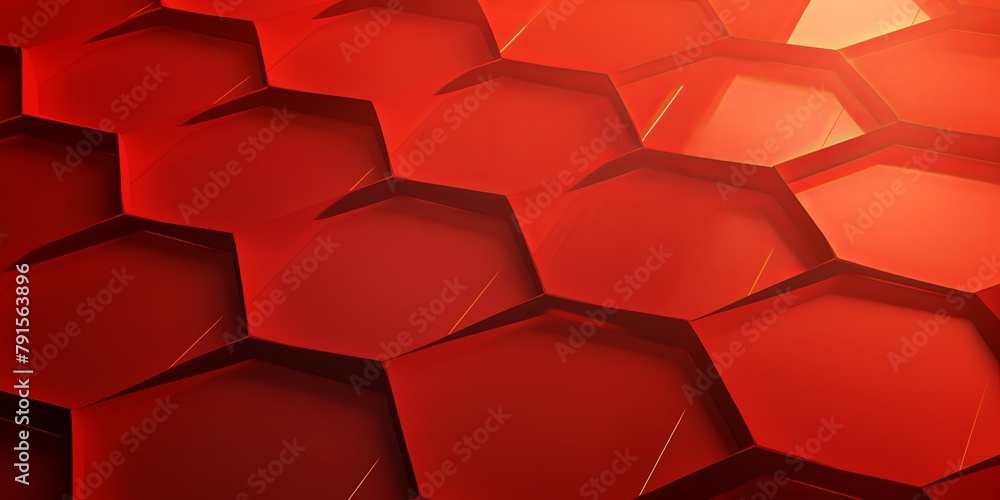 Red background with hexagon pattern, 3D rendering illustration ...