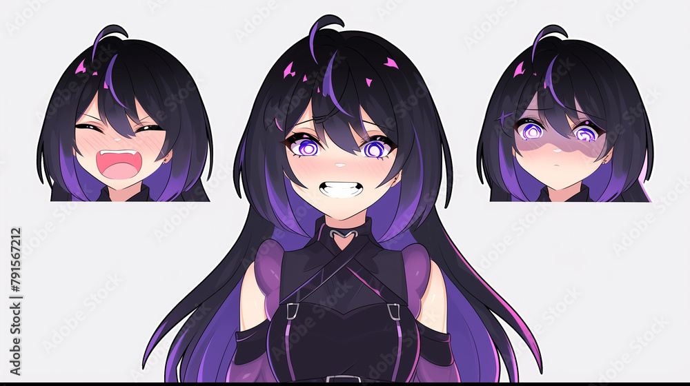 vtuber emotes. vtubers varied expressions. joy emote Stock Illustration ...