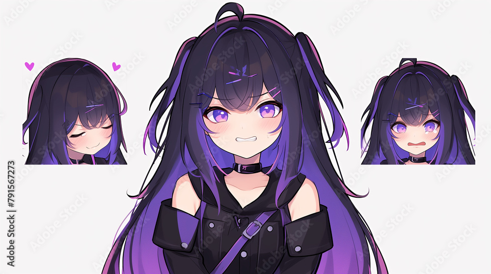 vtuber emotes. vtubers varied expressions. happy emote Stock ...