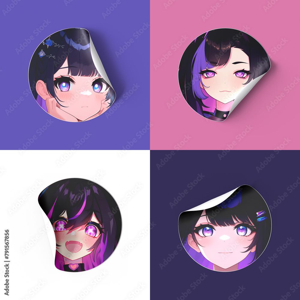 vtuber stickers. vtuber visual identity Stock Illustration | Adobe Stock