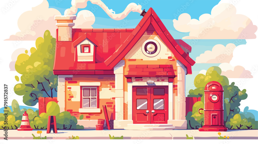 Fire house icon logo 2d flat cartoon vactor illustr Stock Vector ...