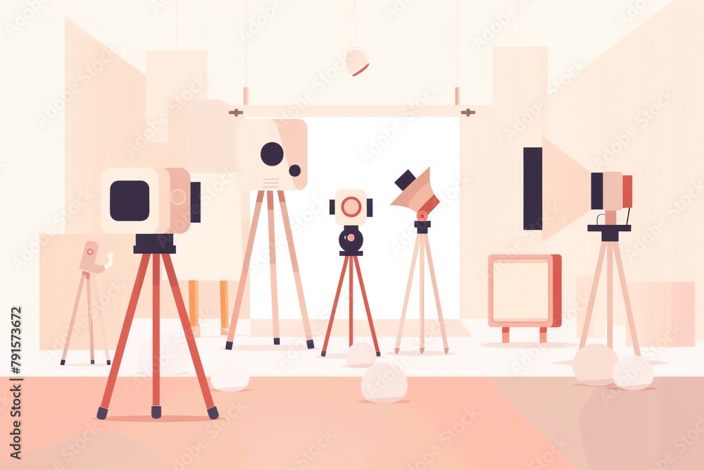 old Hollywood movie set, glamorous film stars, vintage cameras ...