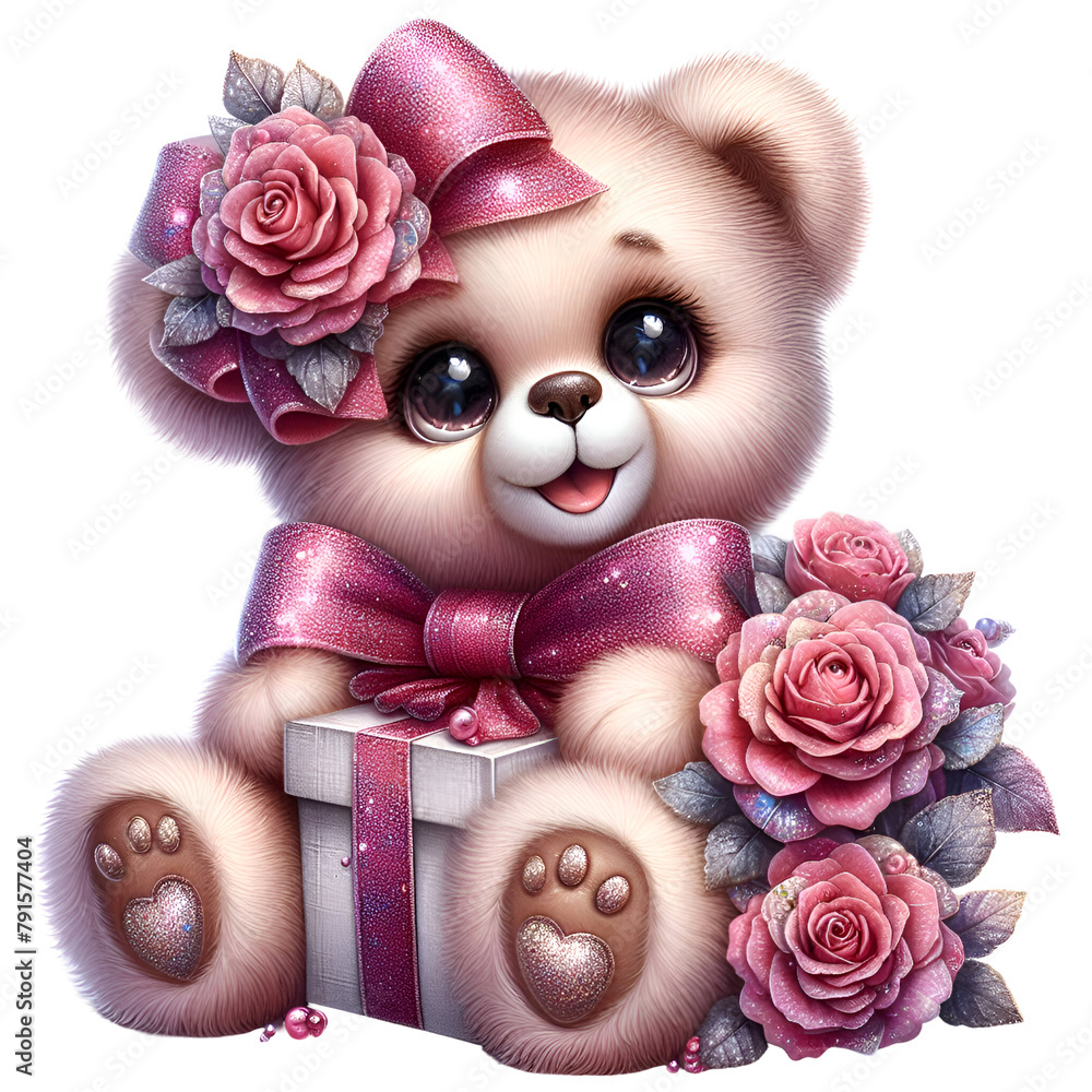 Watercolor Teddy Bear Clipart, Love Teddy Bear Clipart, Custom Cute ...