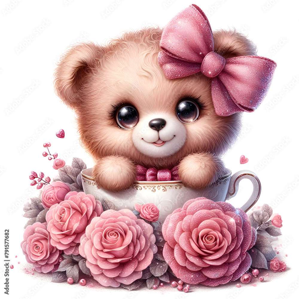 Watercolor Teddy Bear Clipart, Love Teddy Bear Clipart, Custom Cute ...