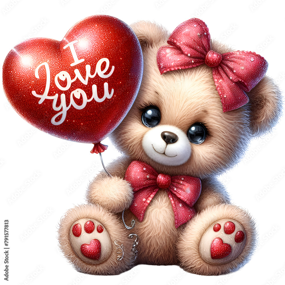 Watercolor Teddy Bear Clipart, Love Teddy Bear Clipart, Custom Cute ...