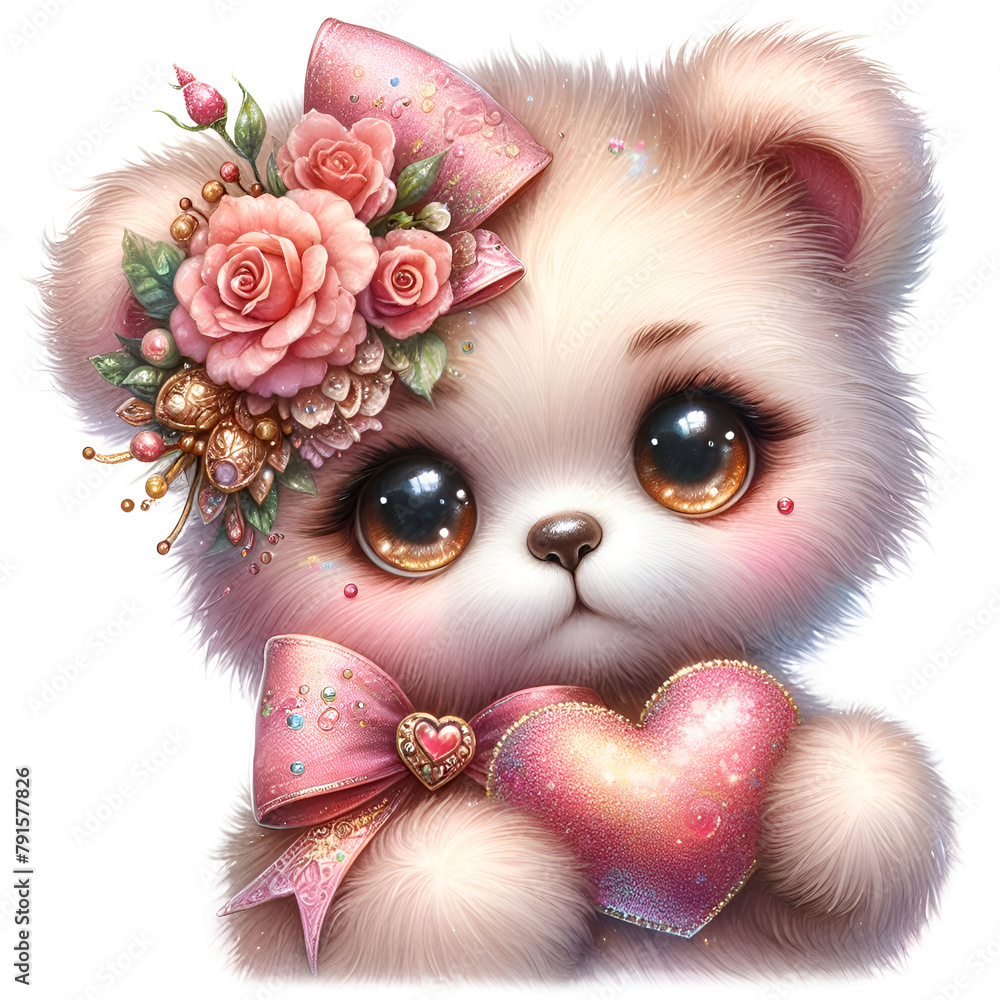 Watercolor Teddy Bear Clipart, Love Teddy Bear Clipart, Custom Cute ...