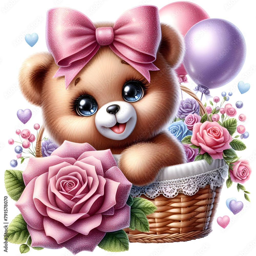 Watercolor Teddy Bear Clipart, Love Teddy Bear Clipart, Custom Cute ...