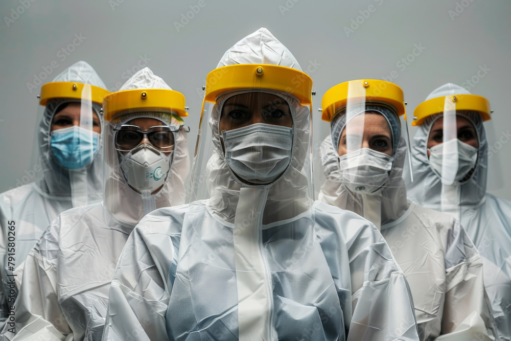 Group of healthcare workers in PPE suits ready for operation. Stock ...