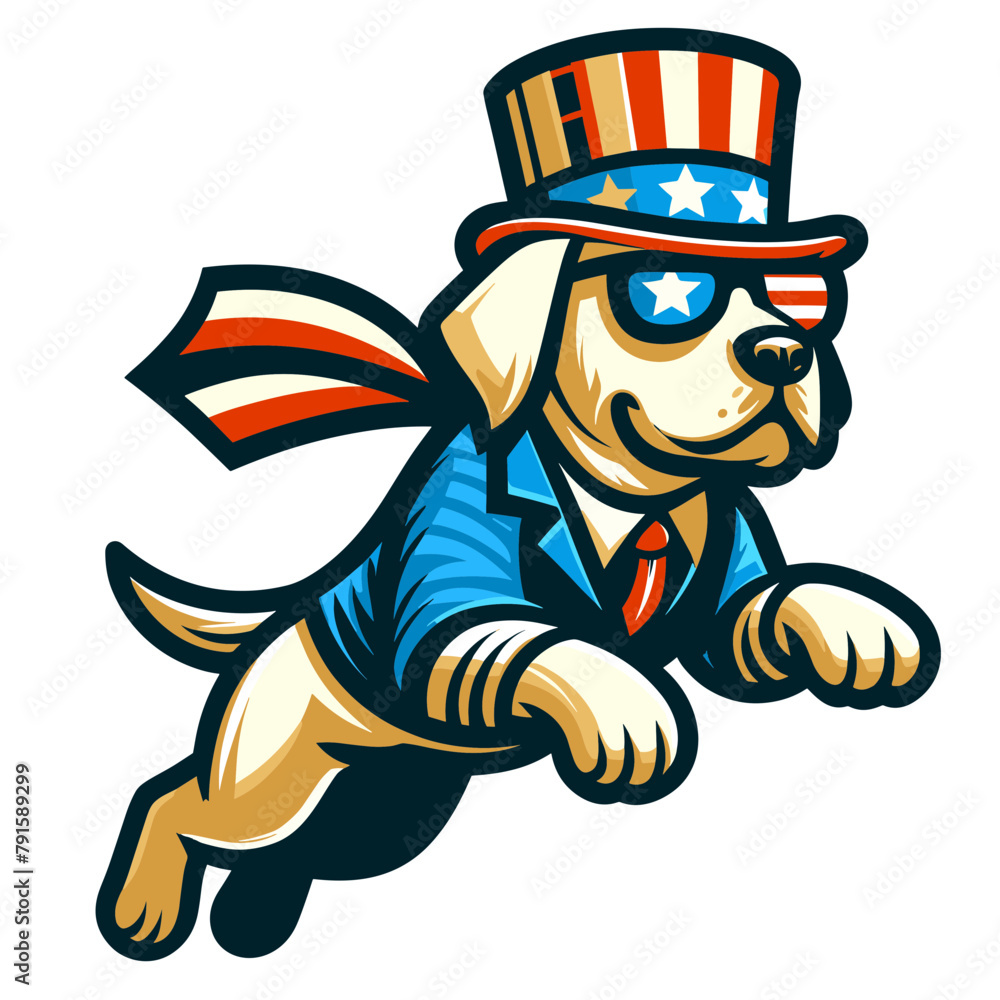Labrador Retriever Wear USA Top Hat, 4th of July patriotic American ...