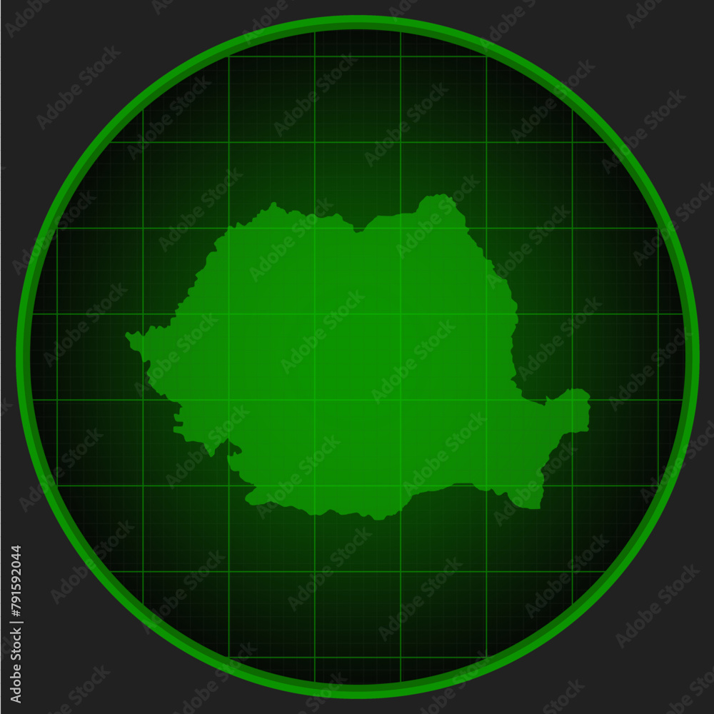 Vector map Romania on the radar screen Stock Vector | Adobe Stock