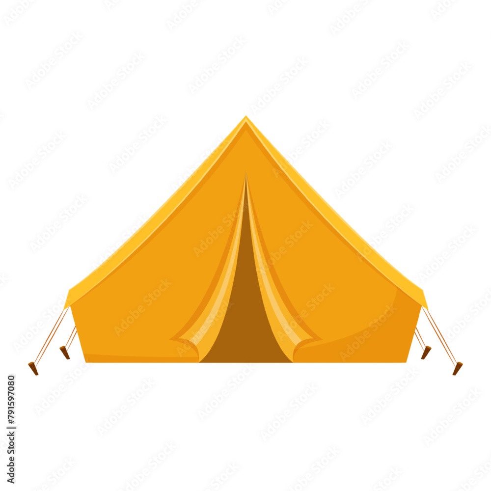 Vector illustration of yellow tent front view on transparent background ...