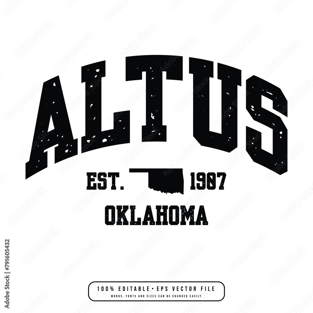 Altus text effect vector. Editable college t-shirt design printable ...