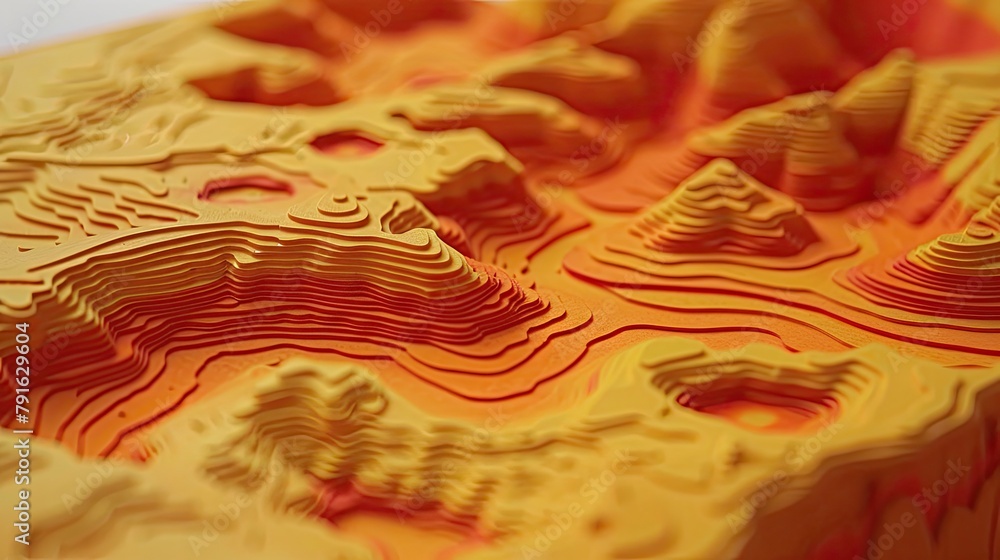 Layered 3D paper cut-out effect creating a topographical map illusion ...