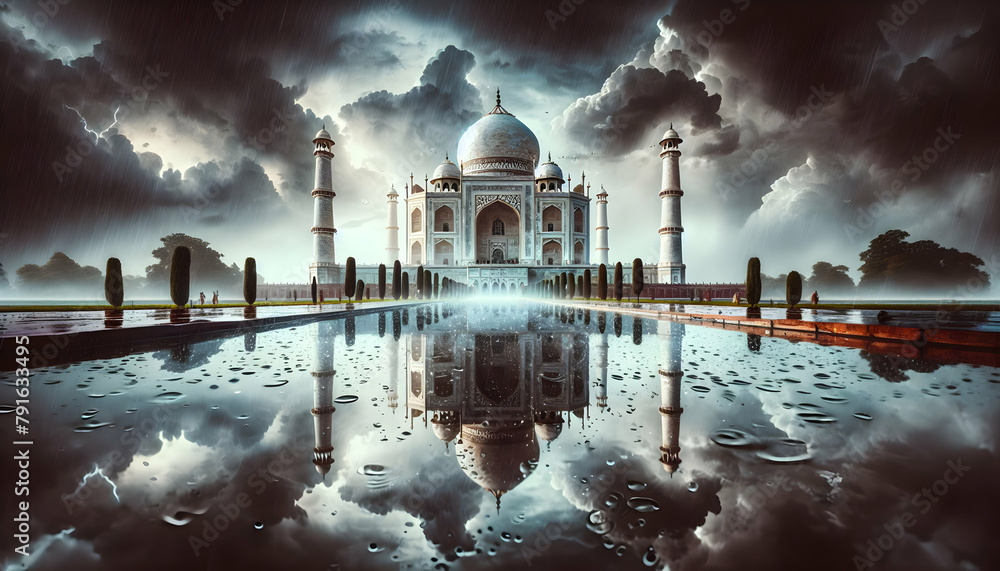 Monsoon Majesty: India's Taj Mahal Reflecting Monsoon Regal Touch on ...