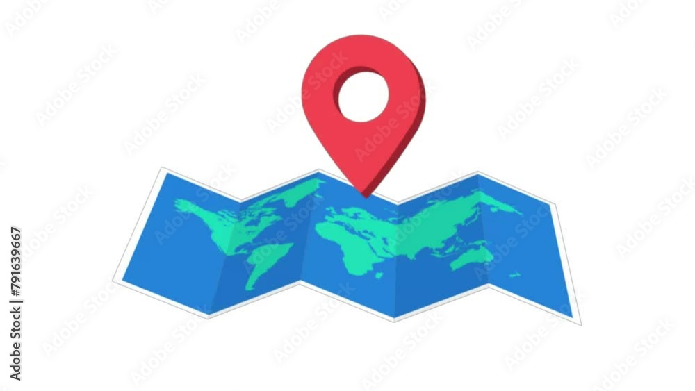 Location Pin pointer on Map. animated cartoon map. Appearing pointer ...