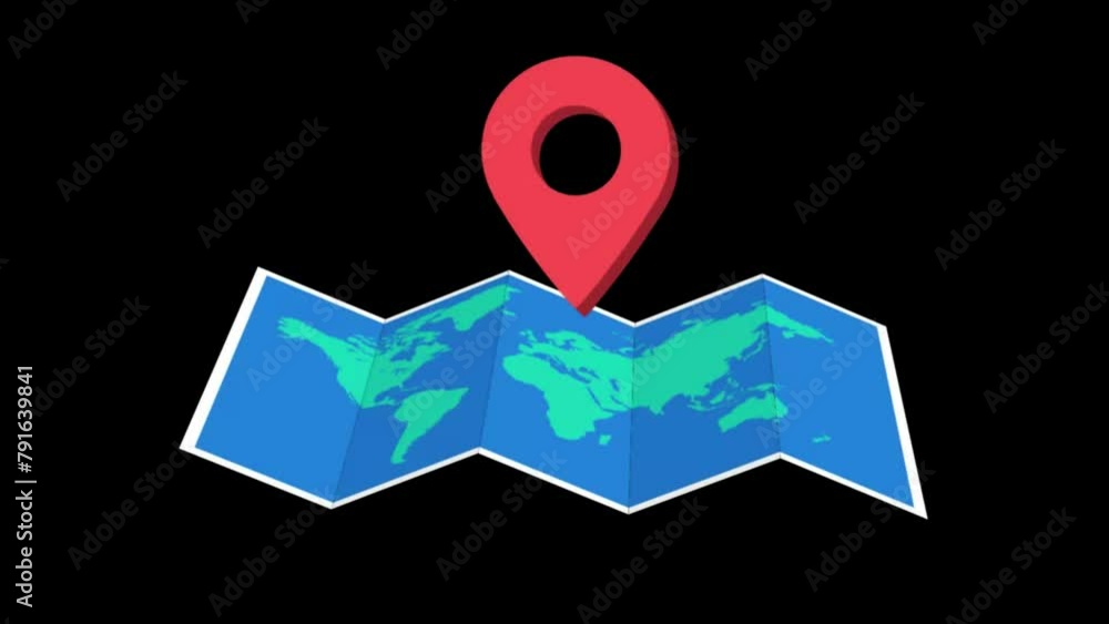 Location Pin pointer on Map. animated cartoon map. Appearing pointer ...