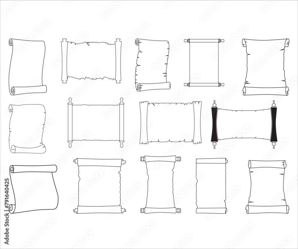 Scroll Paper Svg, Blank Treasure Map Vector, Doodle Scroll Paper Vector ...