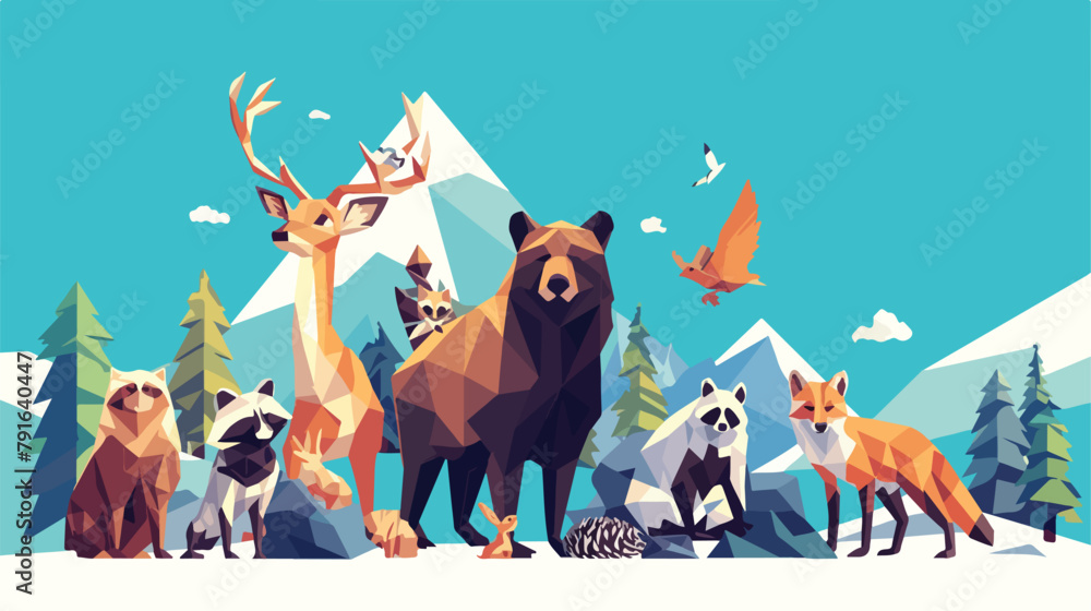 Low poly line animals set. Origami poligonal line a Stock Vector ... Low poly line animals set. Origami poligonal line a Stock Vector ...