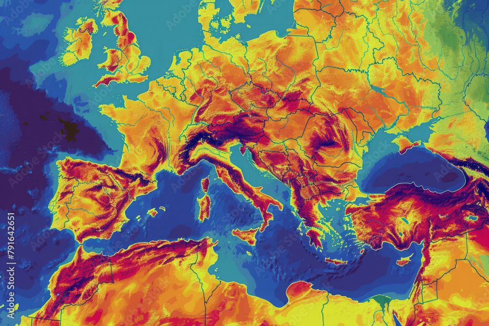 Satellite map illustrates the summer heat on the European continent ...
