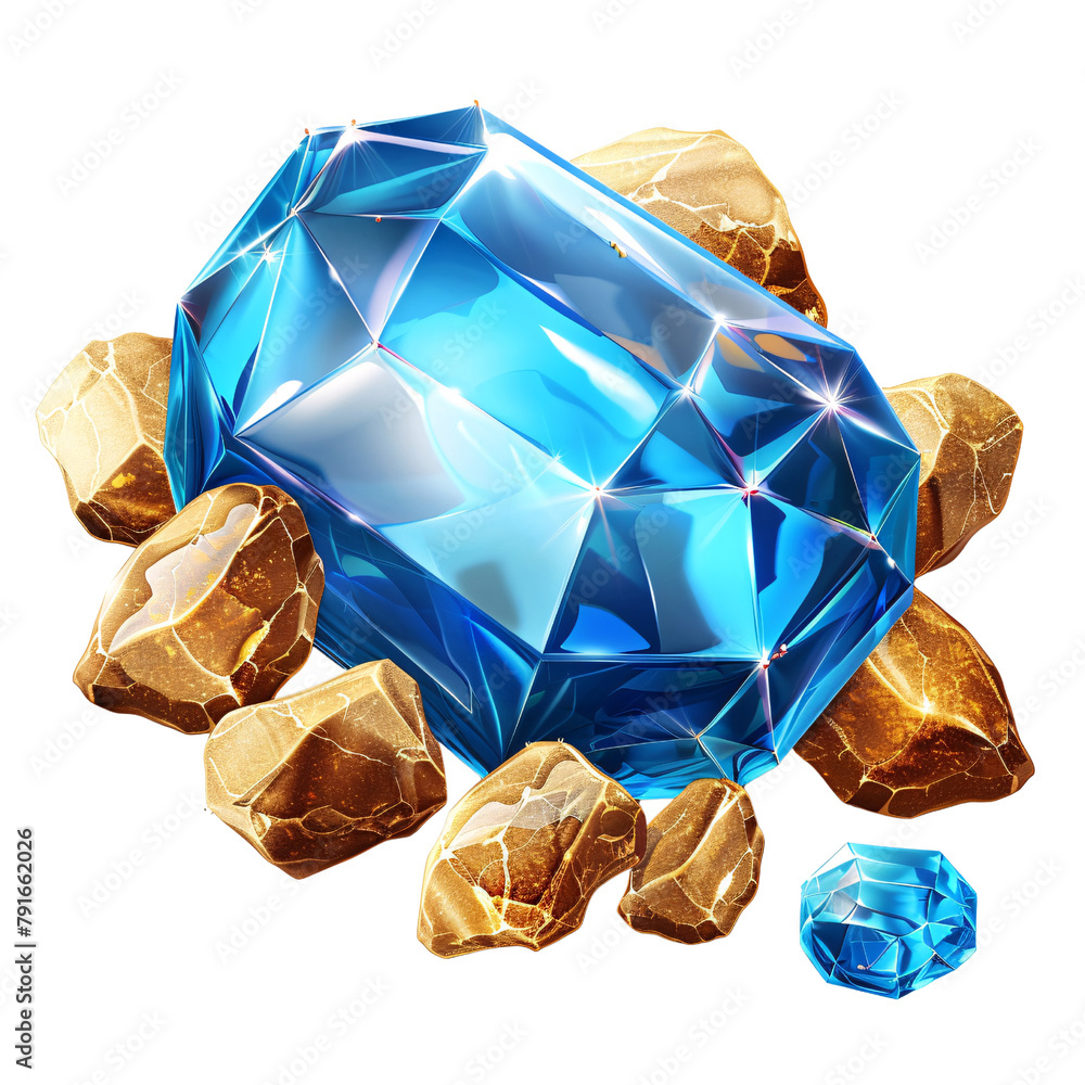 blue gem element_hyperrealistic_hyper detailed_isolated on transparent ...