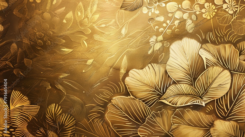 Picture a sumptuous golden wallpaper featuring Art Deco-inspired ...