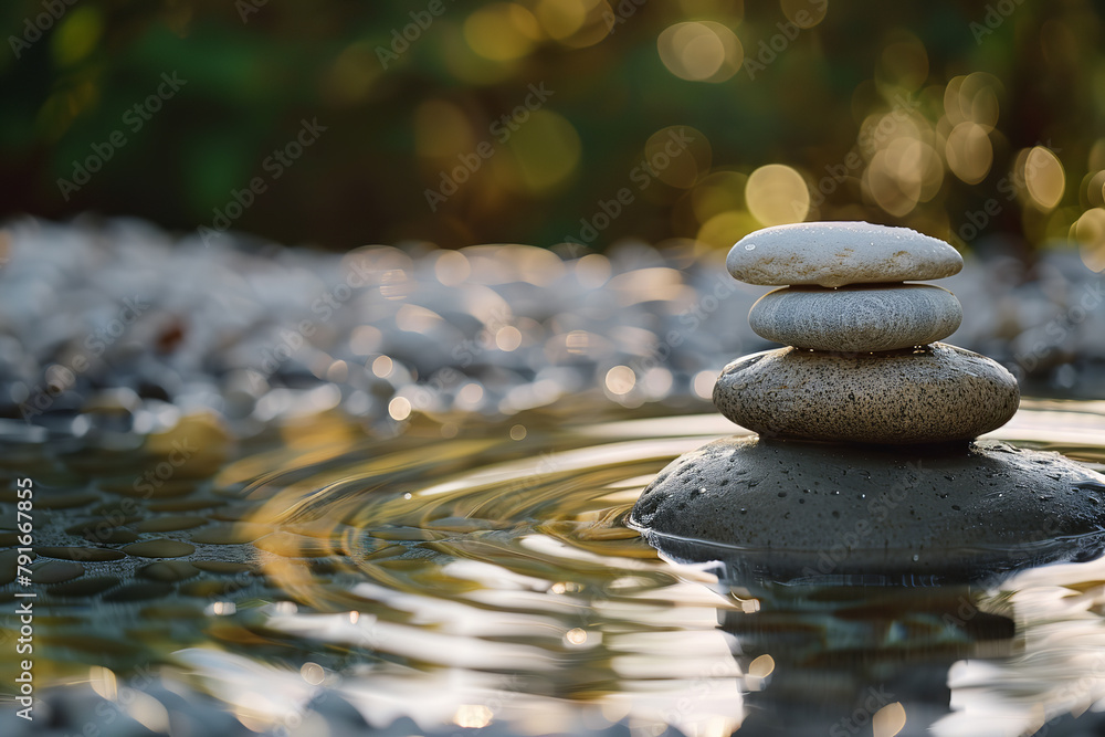 Serenity reigns in a Zen garden - where stones and water ripples ...