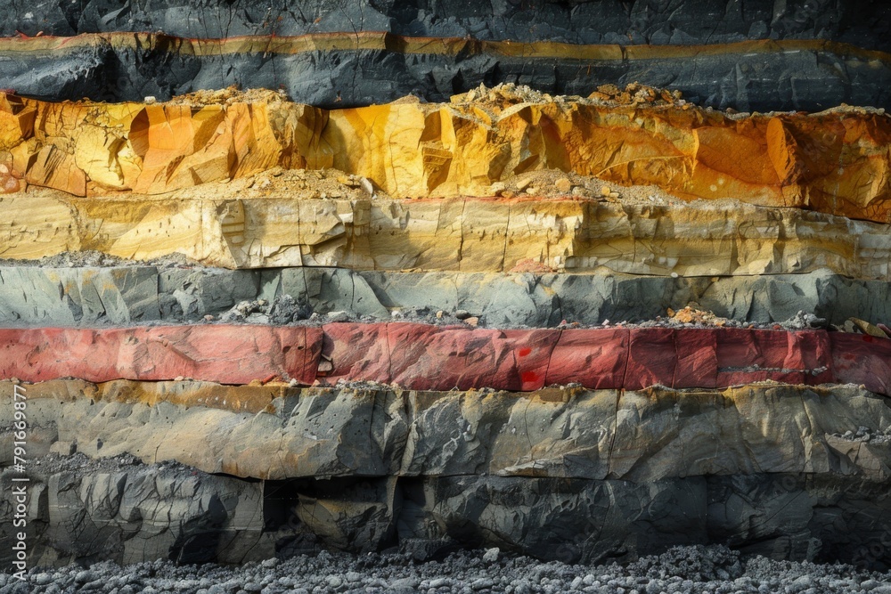 Eroding soil, subsoil and bedrock underground soil layer of cross ...