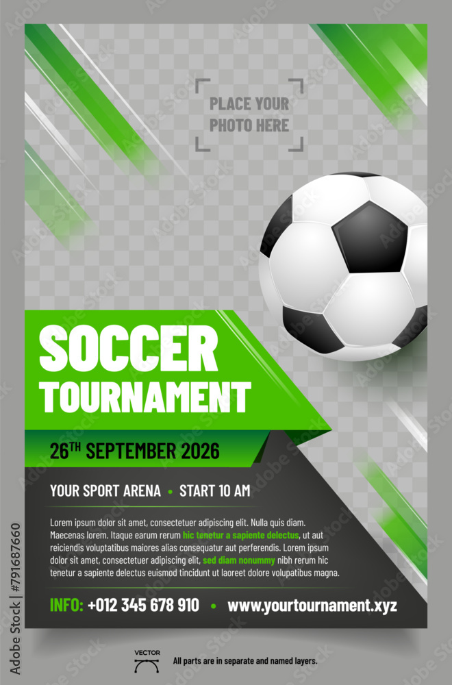 Football - soccer tournament poster template with ball Stock Vector ...