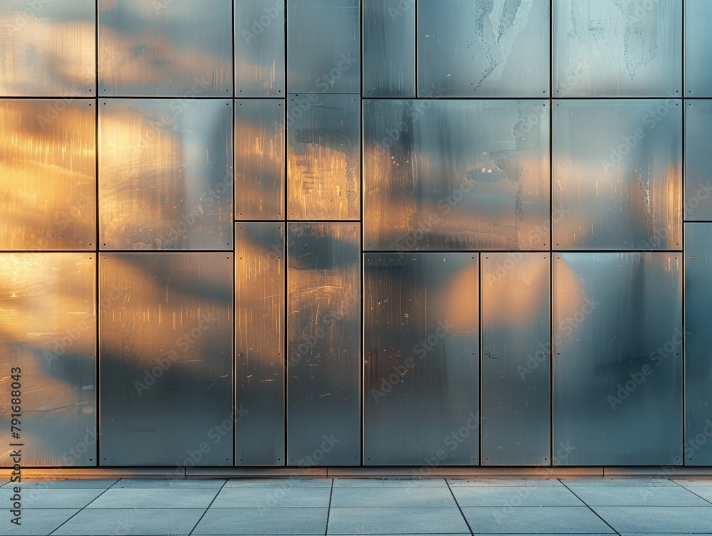 High-definition metal cladding texture combining sleek lines with ...