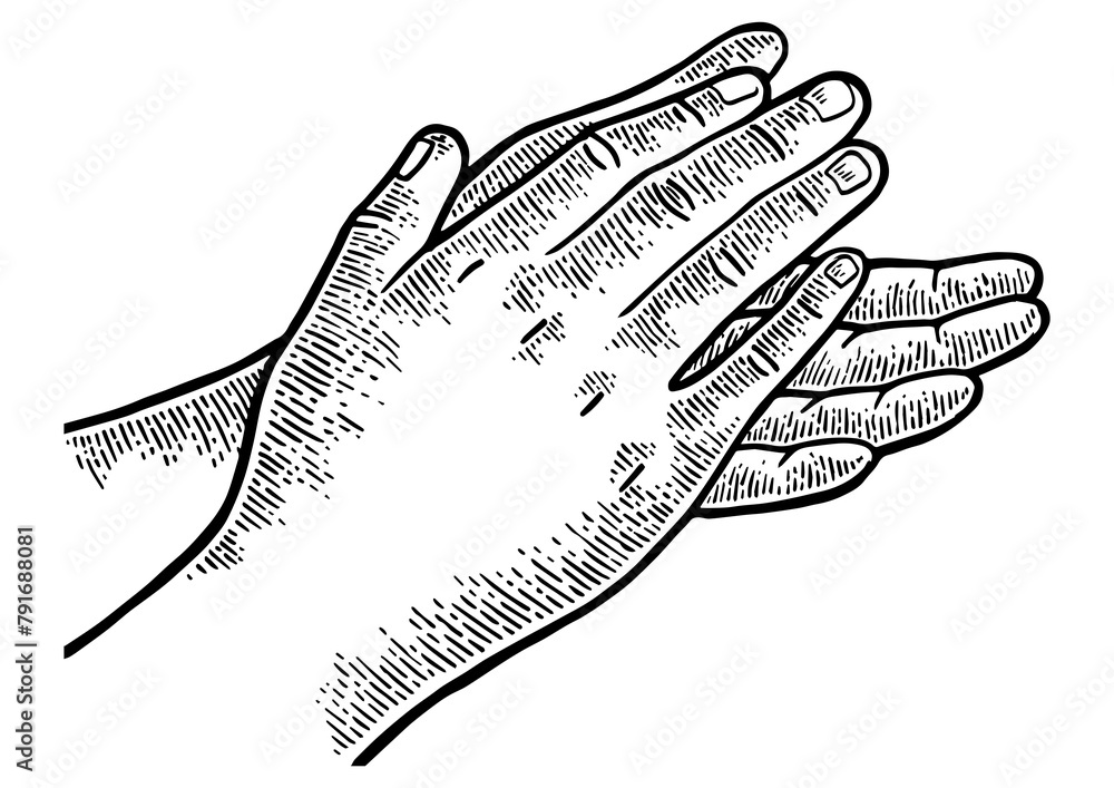 Applause clapping hands engraving PNG illustration. Scratch board style ...