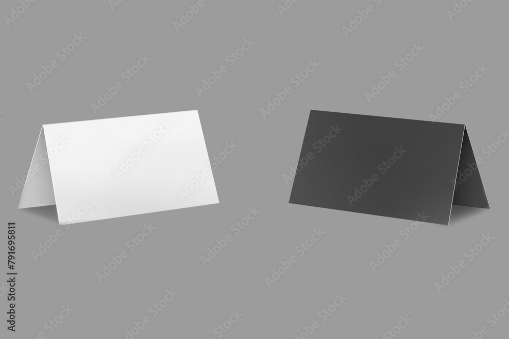 Blank black and white table card, table place tag, invitation or ...