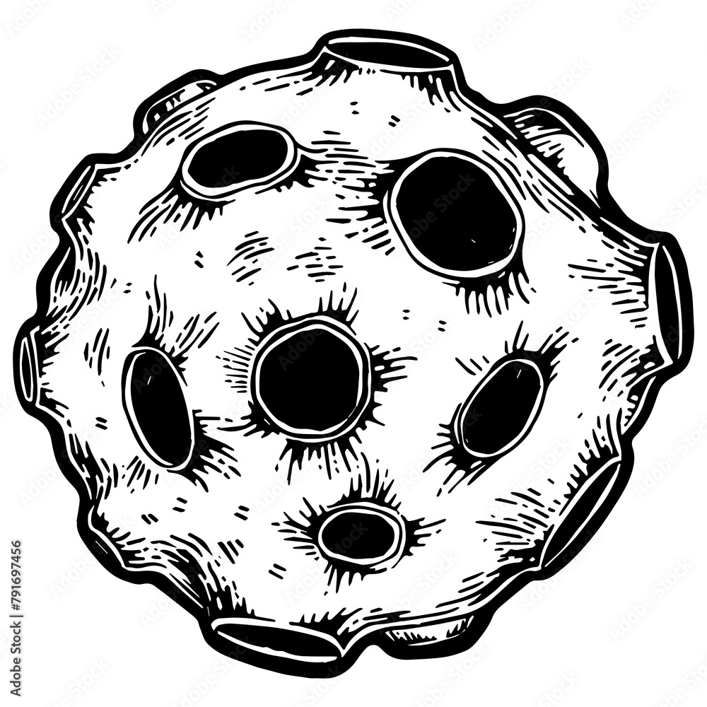 Asteroid meteorite planet with impact crater engraving PNG illustration ...