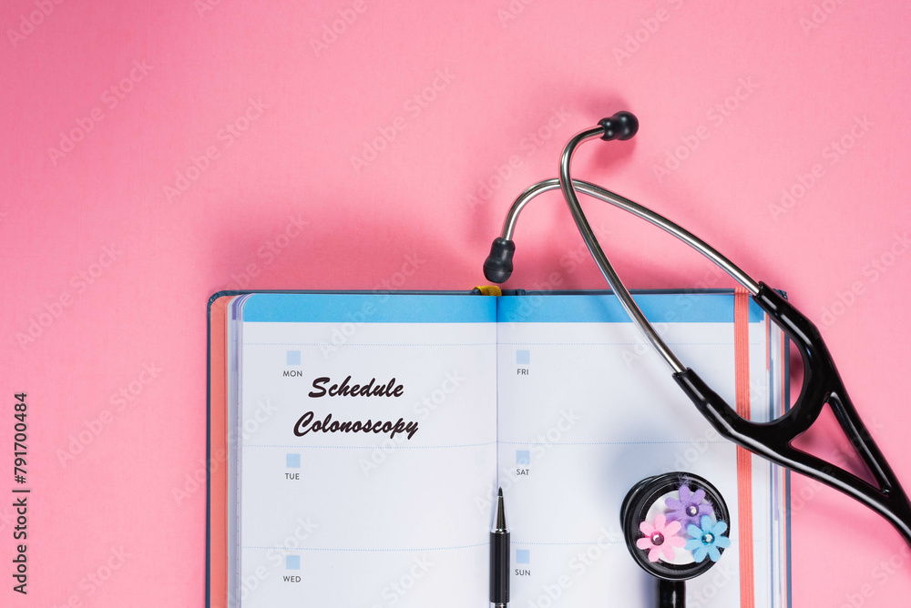 Calendar with schedule colonoscopy written. Colon Cancer screening ...