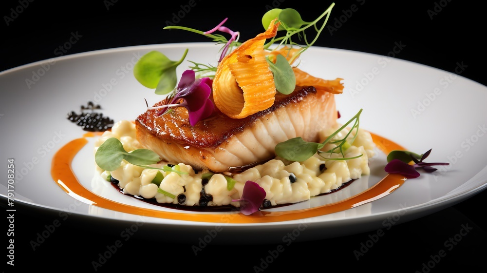 Fusion cuisine dish beautifully plated, combining elements from various ...